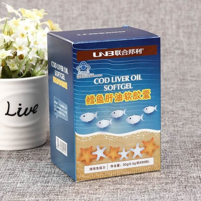 Custom Cardboard Box For Healthy Cod Liver Oil Capsule