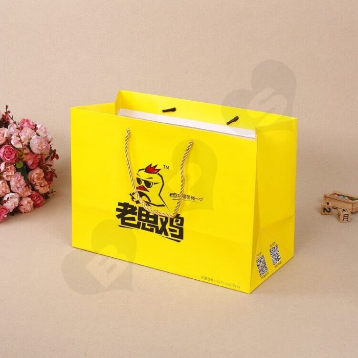 Wholesale Printed White Cardboard Paper Bag For Chicken Food