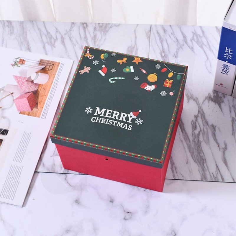 Custom Printed Cube Shape Christmas Season Gift Box- SCP Group