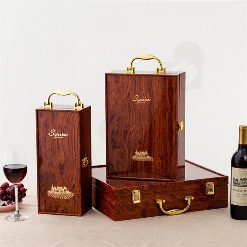 Custom Logo Painted Wooden Box for Wine Kit - SH Custom Packaging