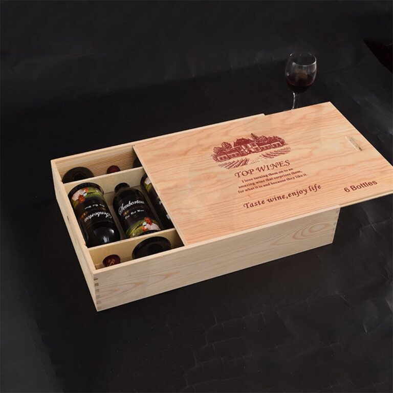 Custom Printing Wooden Wine Box with Sliding Cover - Custom Packaging