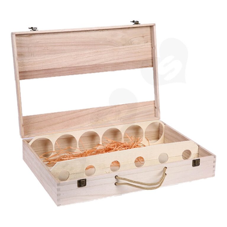 Custom Silk Screen Printing Wooden Box for Six Pack Wine - SCP