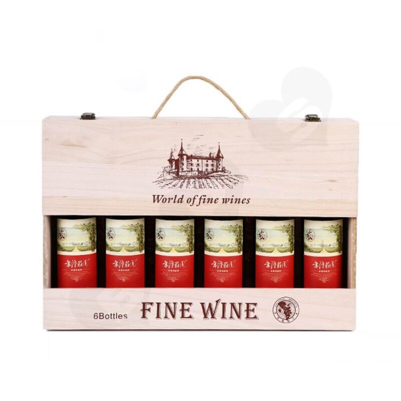 Custom Silk Screen Printing Wooden Box for Six Pack Wine - SCP