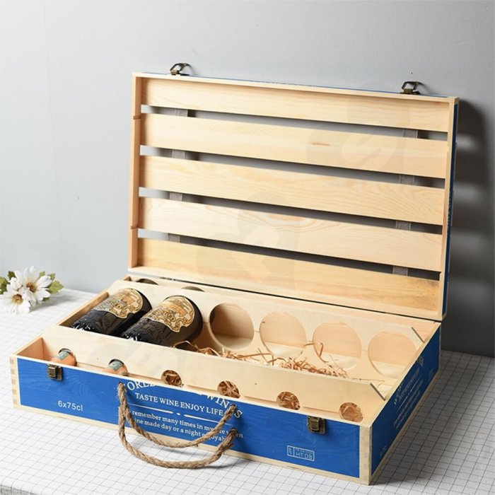 Customizable Six Pack Wine Box with Timber Divider- SCP