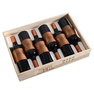 Lift Off Lid Six Pack Wine Bottle Box Laser Printed-SH Custom Packaging