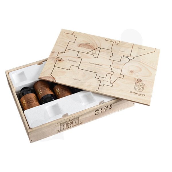 Lift Off Lid Six Pack Wine Bottle Box Laser Printed-SH Custom Packaging