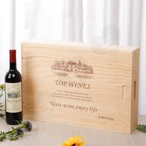 Wooden Drawer Box For Six Pack Wine Bottle - SH Custom Packaging