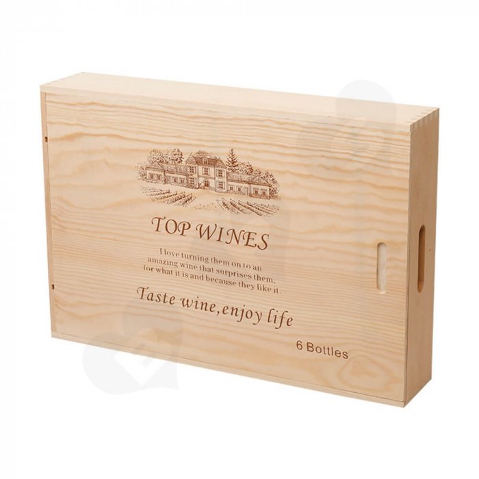 Wooden Drawer Box For Six Pack Wine Bottle - SH Custom Packaging